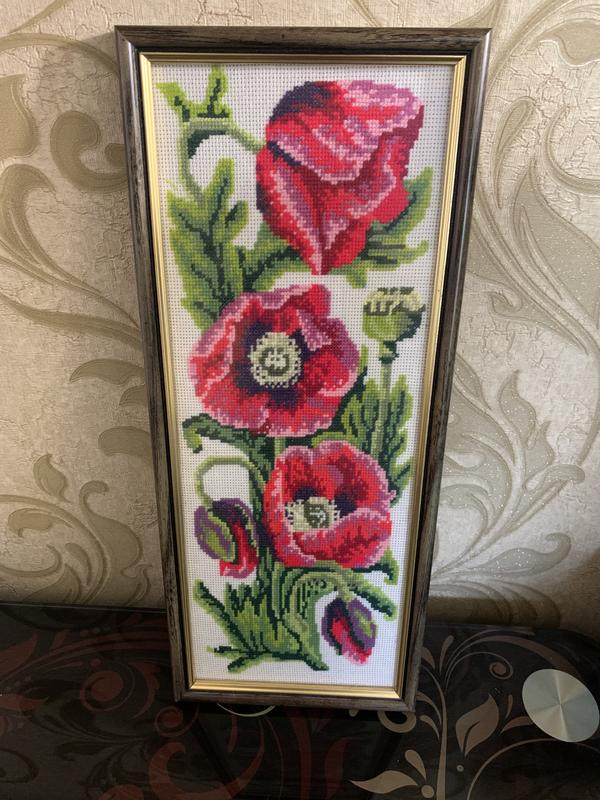 Картина вишита хрестиком хрестик маки символ україни — ціна 850 грн у