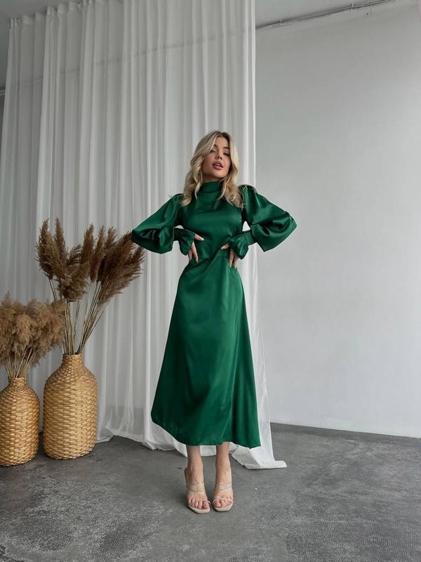 Шовкова сукня міді — ціна 1483 грн у каталозі Вечірні сукні Купити жіночі речі за доступною