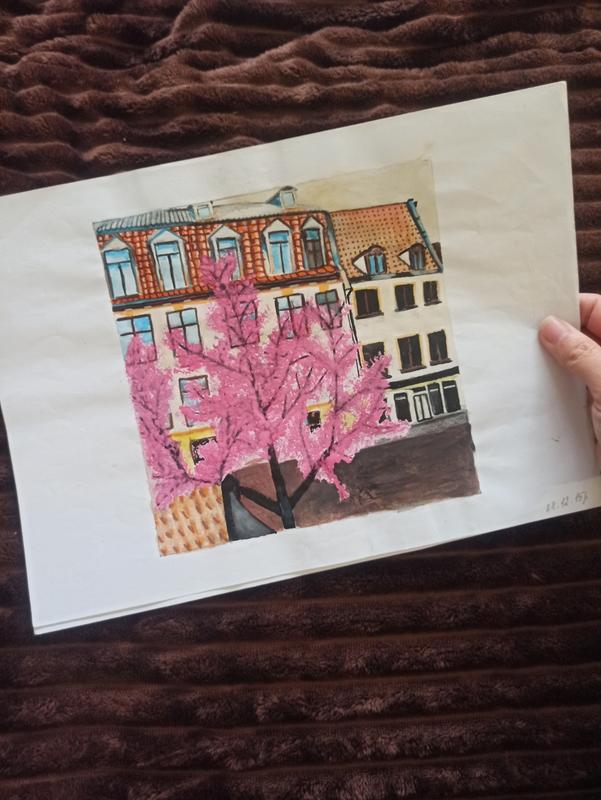 Картина гуашшю аквареллю архітектура з природою — ціна 65 грн у каталозі Картини Купити товари