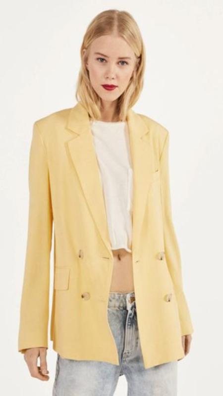 Пиджак Bershka S жёлтый двобортный классный блейзер стильный модный — ціна 499 грн у каталозі
