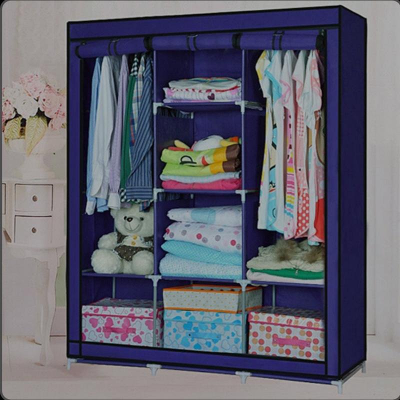 Шафа тканинна 3 секції складана з каркасом Storage Wardrobe 175 х 130 х 45 см колір сірий
