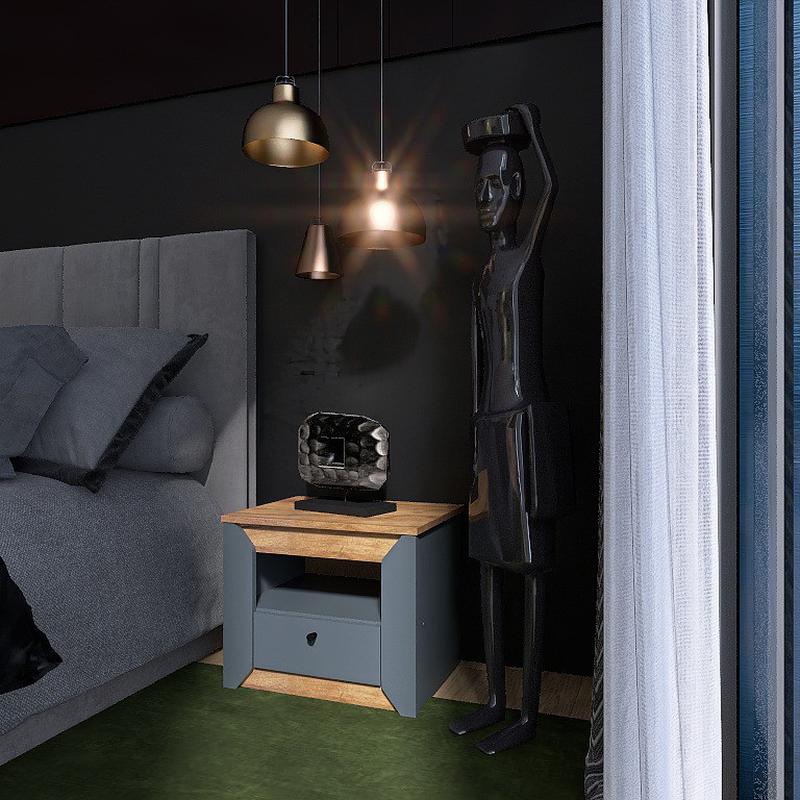 Тумба приліжкова еверест нордік 500 графіт дуб крафт золотий Dtm 5544 — ціна 990 грн у