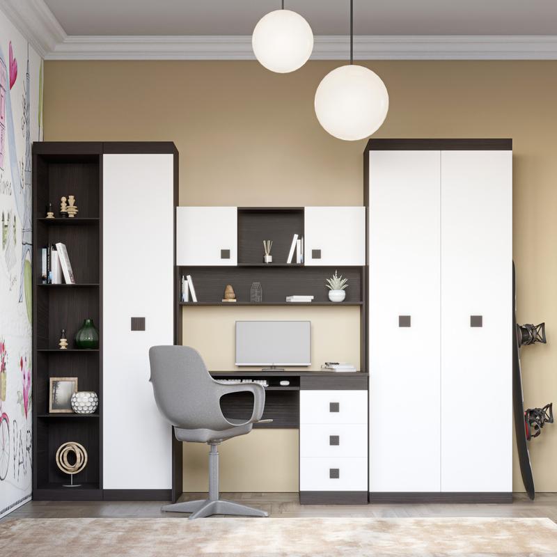 Дитяча стінка еверест соната комплект 4 модульна 5 елементів венге темний білий Dtm 2584