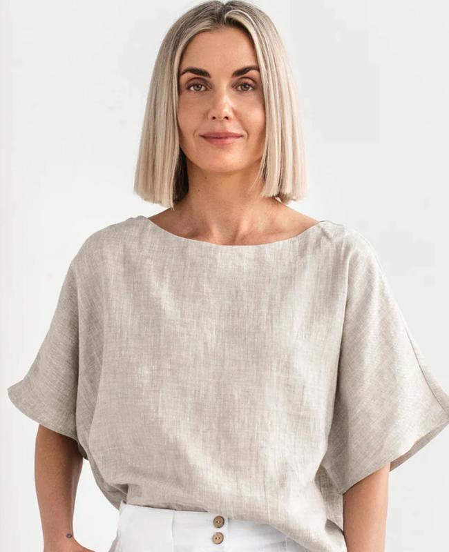 Лляний топ 100% льон sandwich linen amsterdam cos arket massimo dutti ...