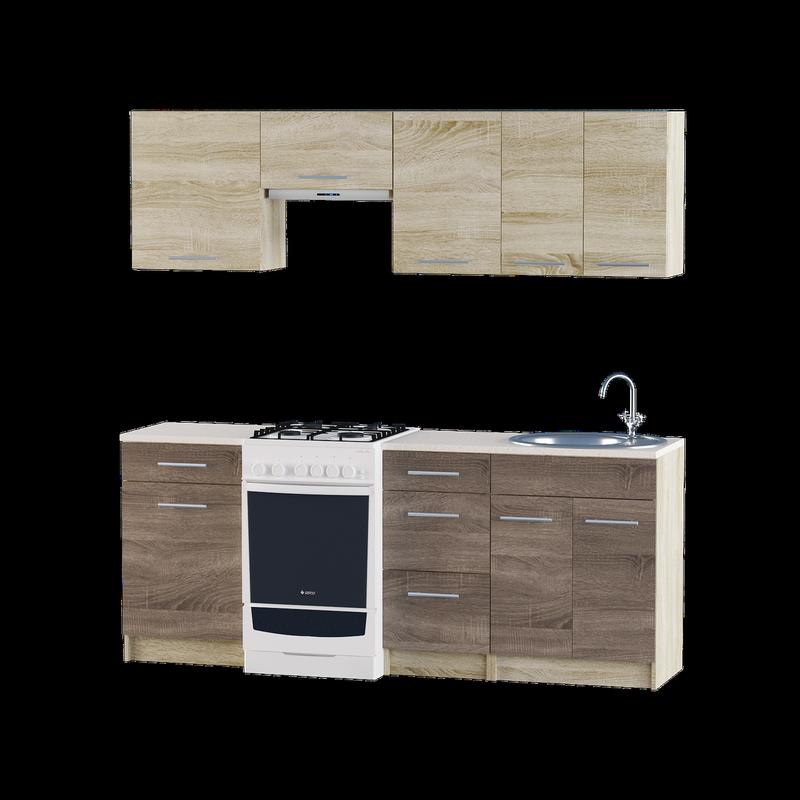 Кухня модульна зі стільницею врізною мийкою і сифоном еверест еко набір 2 0 м комбі дуб сонома
