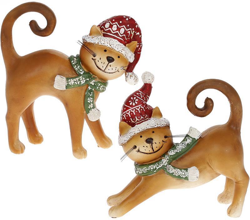 Статуетка котик у шапці 13 5х5 5х14 5см 7trav 7trav 7trav 7trav полістоун рудий — ціна 383