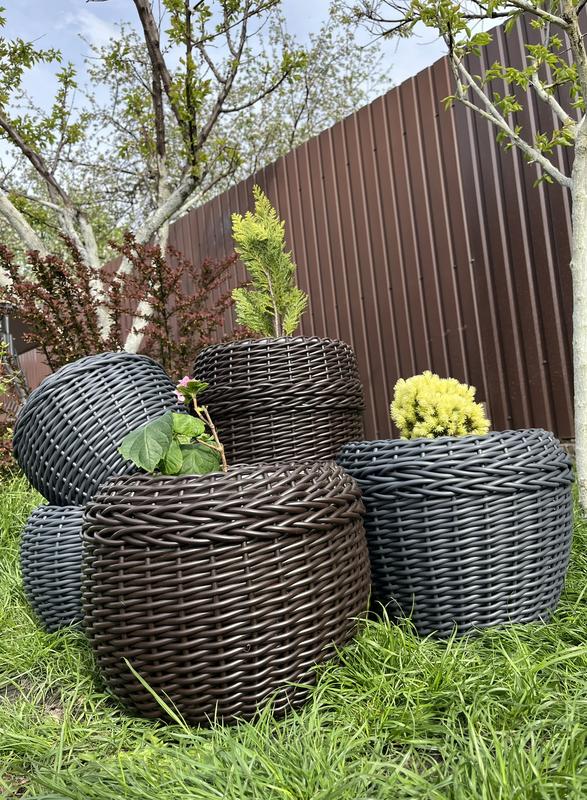 Кашпо із ротангу горщик вазон для квітів зі штучного ротанга 10 літрів — ціна 450 грн у