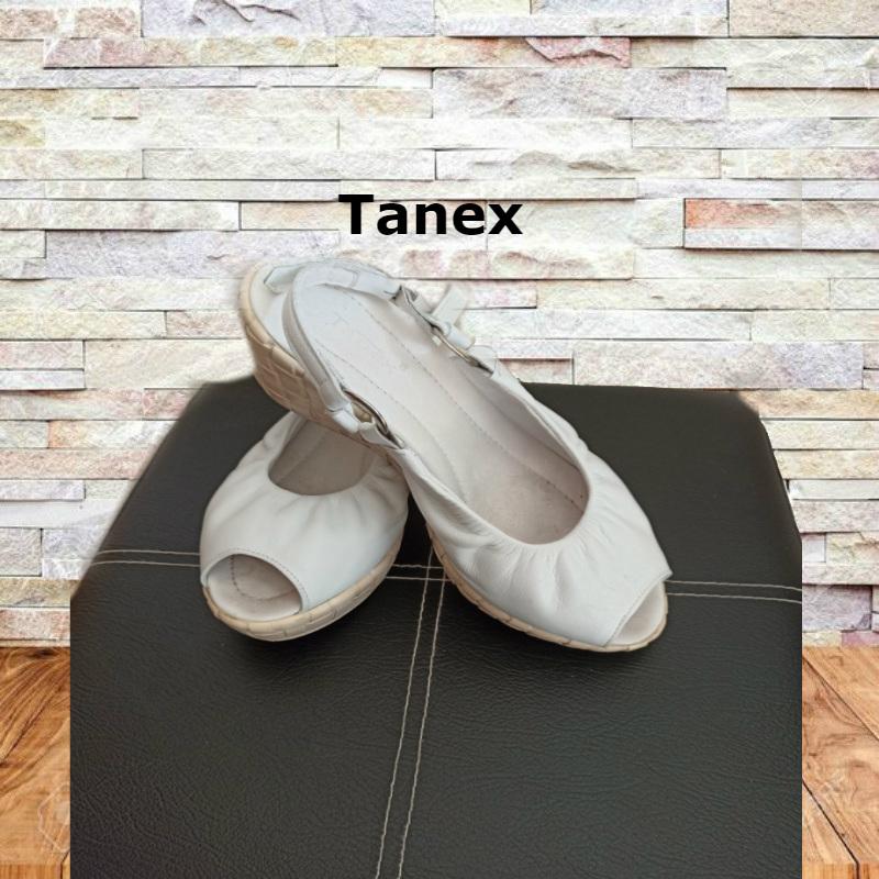 👡👡tanex гарні жіночі босоніжки на білі нат танкетці шкіра 38 польша👡👡 ...