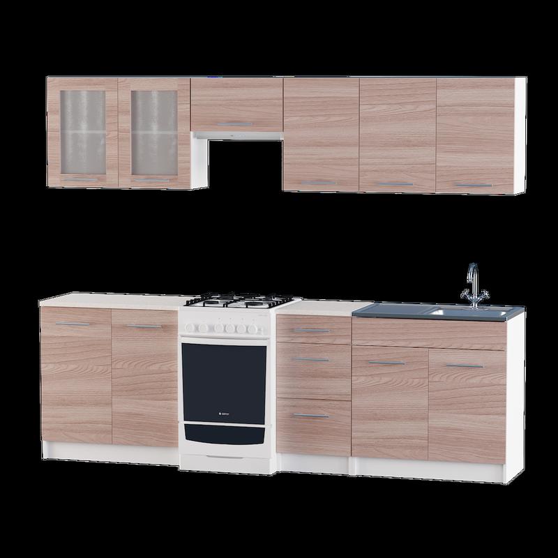 Кухня модульна зі стільницею накладною мийкою і сифоном еверест еко набір 2 5 м ясен шимо темний