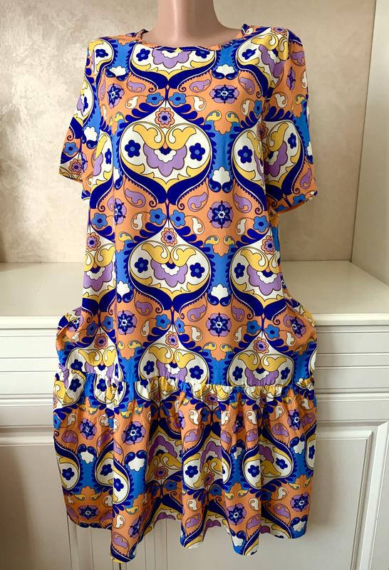 Яскрава шовкова сукня — ціна 351 грн у каталозі Сукні міді Купити жіночі речі за доступною ціною