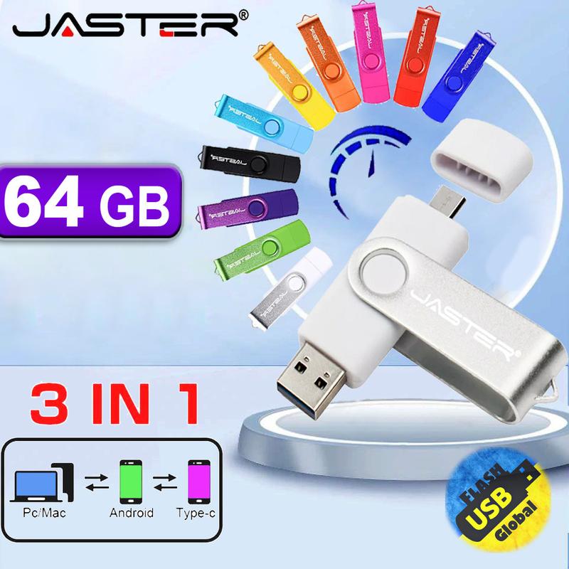 Флешка біла jaster 64 gb 2.0 otg usb flash drive флешнакопичувач ...