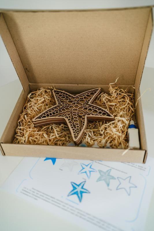 Деревяна 3д розмальовка морська зірка — ціна 540 грн у каталозі Панно Купити товари для дому та