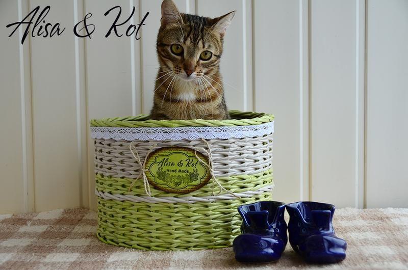 Корзинка плетеная салатовая круглая 28х18см. — цена 570 грн в каталоге ...