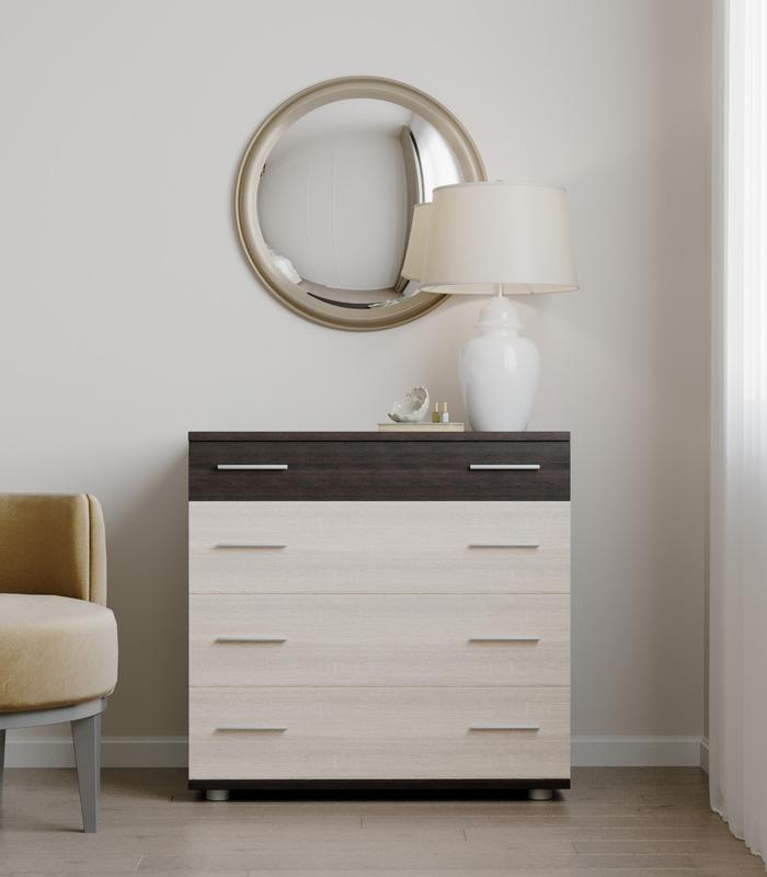 Маленький комод еверест на 4 ящики к 1 80х45х73 венге темний дуб молочний телескопи Dtm