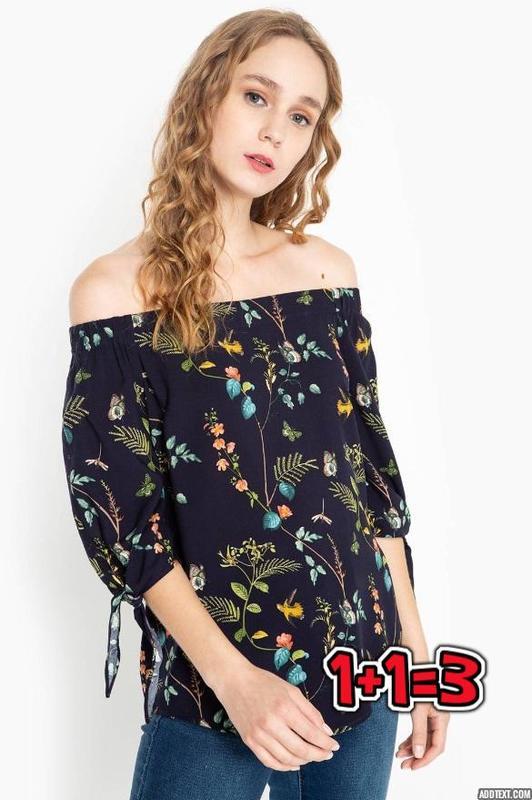 🌿1 1 3 стильна темно синя блуза блузка з відкритими плечами Oasis розмір 46 48 — ціна 185 грн