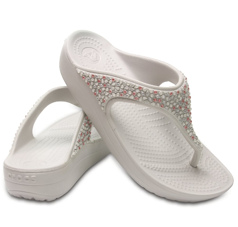 Crocs крокс сандалии шлепки вьетнамки шлепанцы embellished sloane flip ...