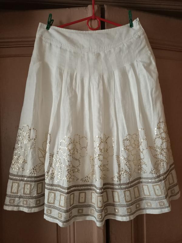 Нарядна льняна спідниця — ціна 100 грн у каталозі Міді спідниці Купити