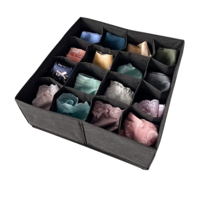 Органайзер для білизни на 16 комірок 30 30 10 см чорний — ціна 247 грн у каталозі Органайзери