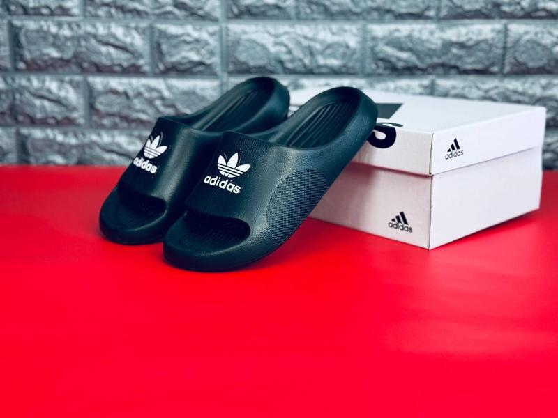 Мужские шлёпанцы adidas тапочки уличные адидас чёрного цвета — цена 699 ...