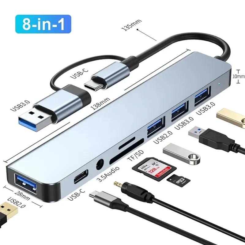 Хаб переходник концентратор 8в1 Hub Usb Type C 3 5 Audio Type C