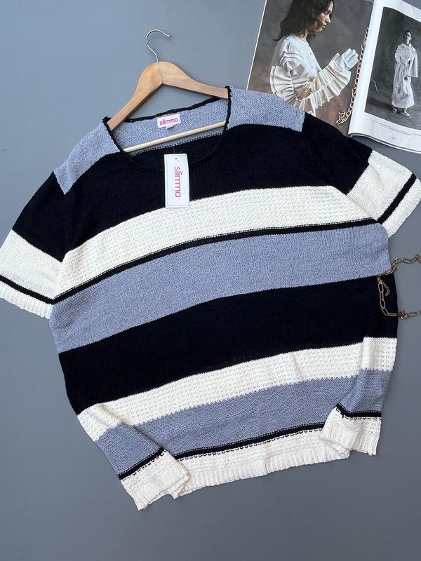 Джемпер в полоску большой размер — цена 350 грн в каталоге Джемперы Купить женские вещи по