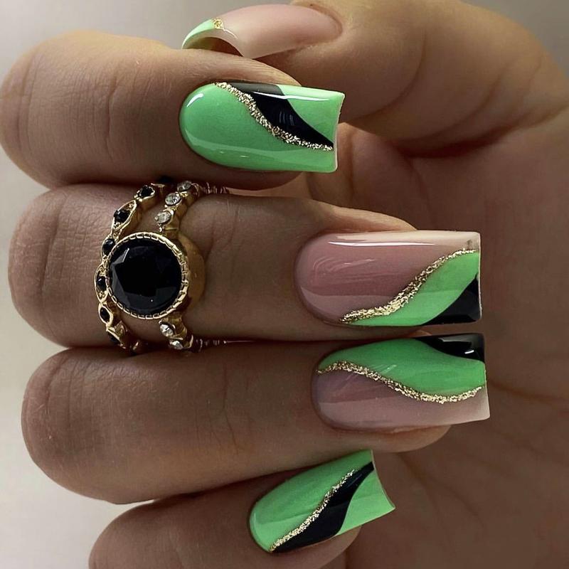 Накладные ногти 24 шт для маникюра 24 клеевых стика или клей для типс — цена 195 грн в