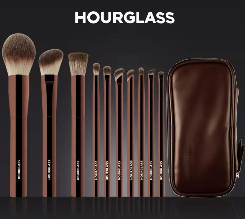10 hourglass makeup brush set portable high quality soft brush set with case 1950