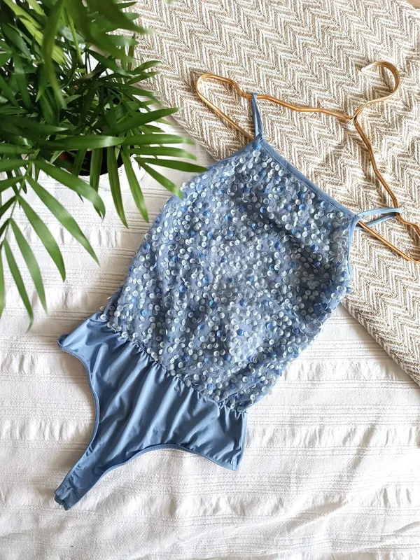 Новое красивое боди с пайетками asos s 36 голубого цвета — цена 399 грн в каталоге Боди Купить ...