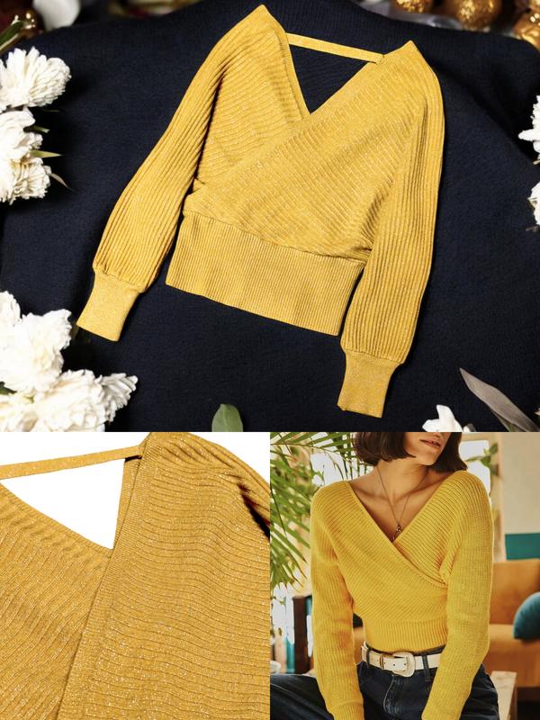 Шикарная тёплая кофта джемпер на запах с люрексом Senya этикетка — цена 269 грн в каталоге