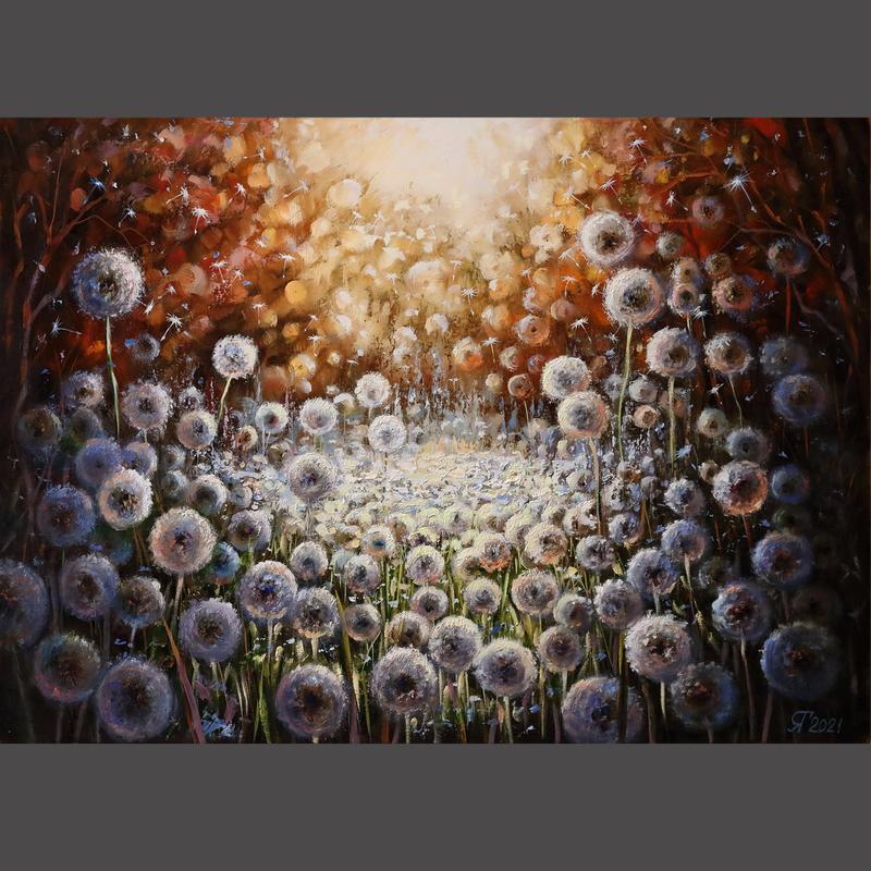 Картина олійними фарбами кульбаби — ціна 1900 грн у каталозі Картини Купити товари для дому та