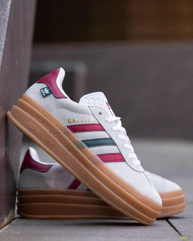 Жіночі кросівки adidas gazelle bold maple leaf кеди адідас газель на платформі біло-сірі — ціна ...