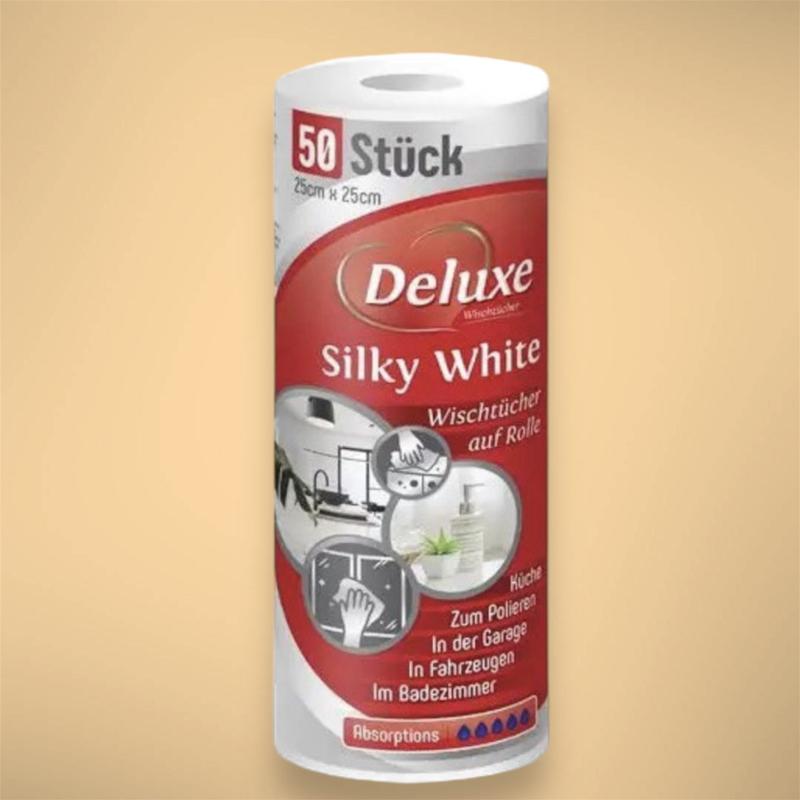 Многоразовые салфетки для уборки в рулоне deluxe silky white 50шт ...