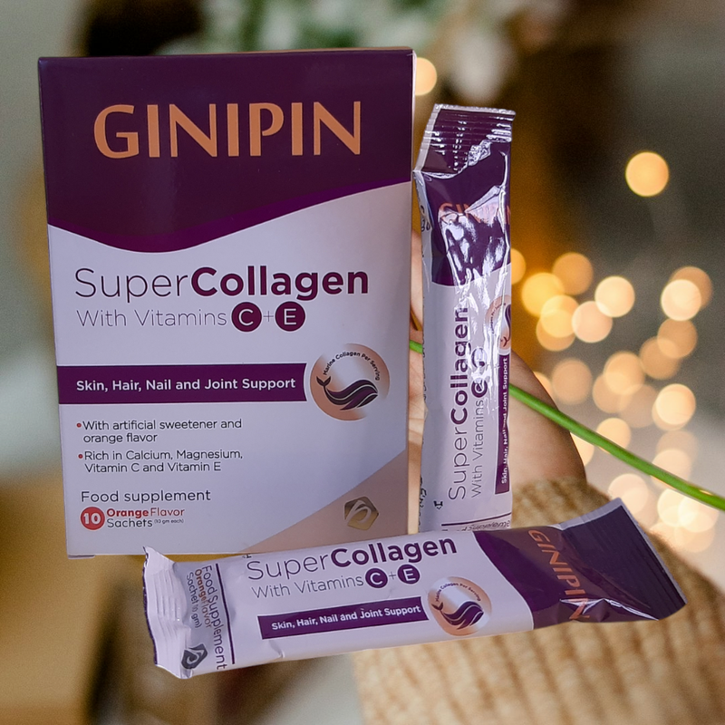 Ginipin super collagen with vitamins c+e питьевой коллаген для кожи ...