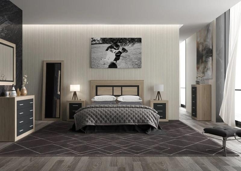 Комплект модульний в спальню гербор сара N100018 дуб сонома антрацит Grb 1229 — ціна 25220