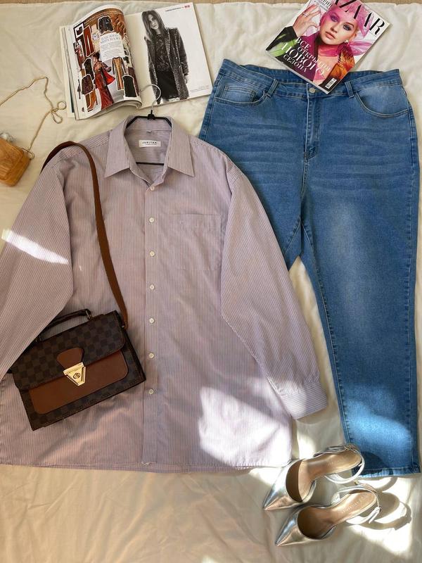 Стрейчеві мом джинси коттонова сорочка — ціна 875 грн у каталозі Джинси Купити жіночі речі за