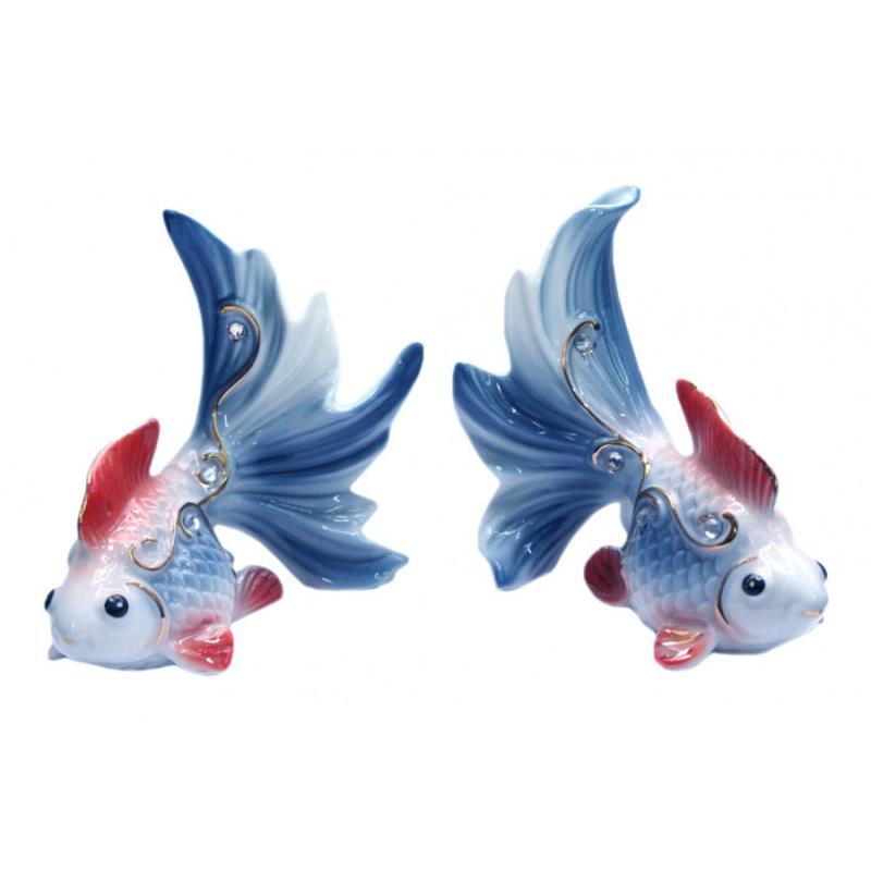 Золоті рибки парочка окремо фаянс сині статуетка фаянс рибки — ціна 800 грн у каталозі