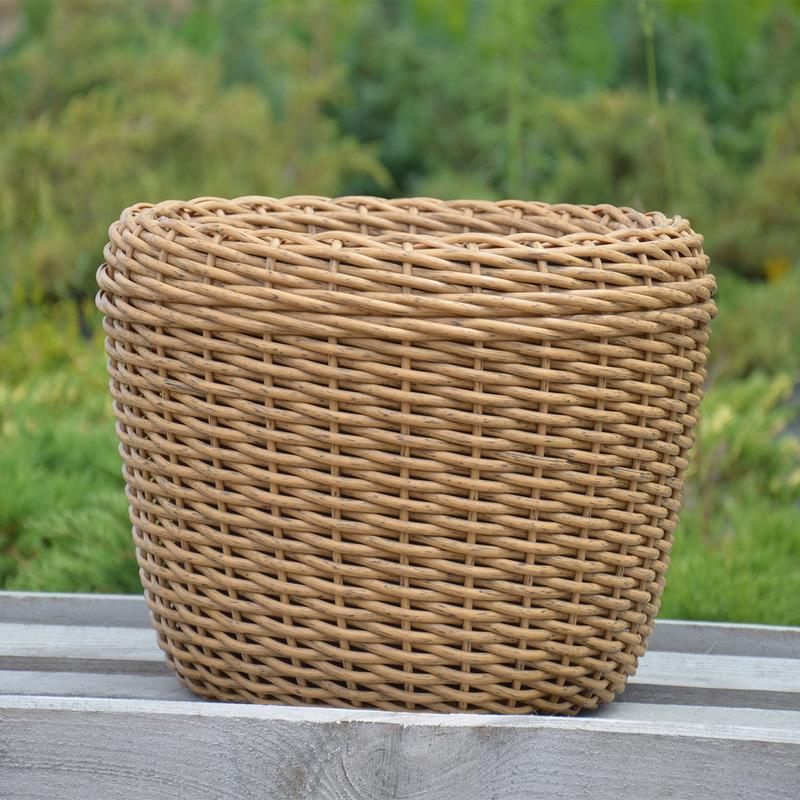 Кашпо 16 літрів гіршок для квітів і рослин вазон із ротанга ручної роботи колір дерево