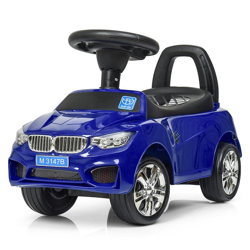 Толокар-каталка bmw на колесах із гумовим покриттям bambi синій колір ...