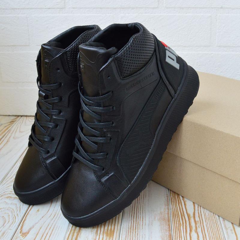 Puma running system чорні шкіра хутро черевики пума кросівки чоловічі ...