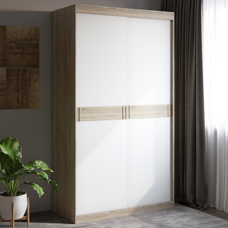 Шафа купе еверест соната 1200 дводверна 120х60х217 дуб сонома білий