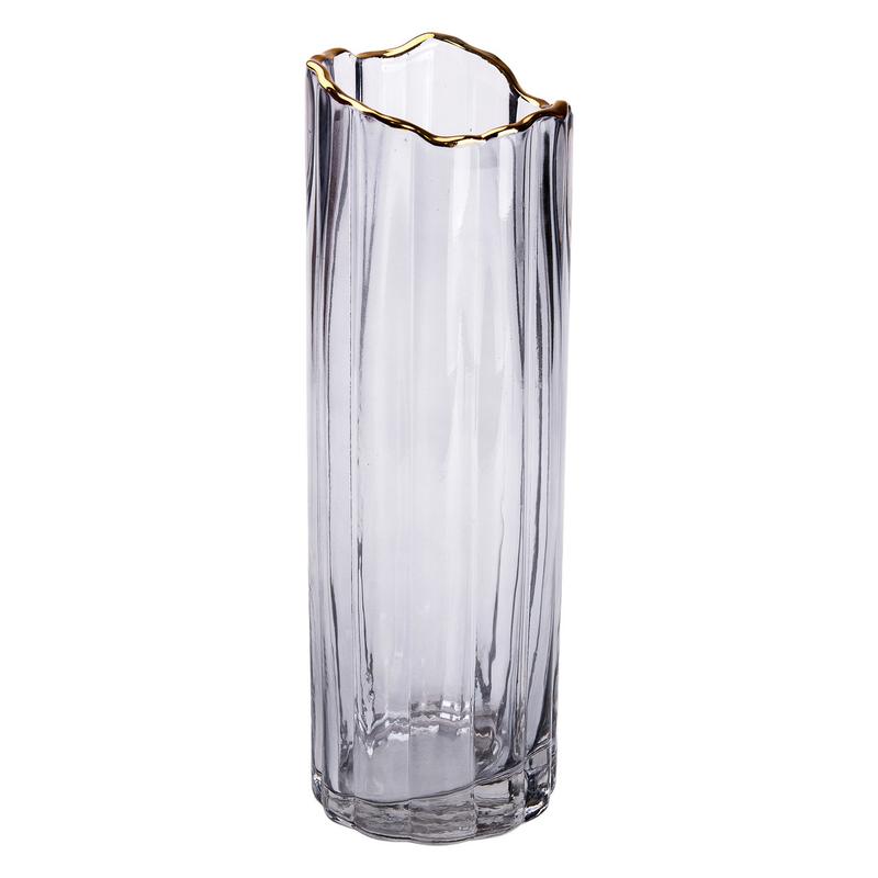 Стеклянная ваза для цветов декоративная серая 29 5 см — цена 1223