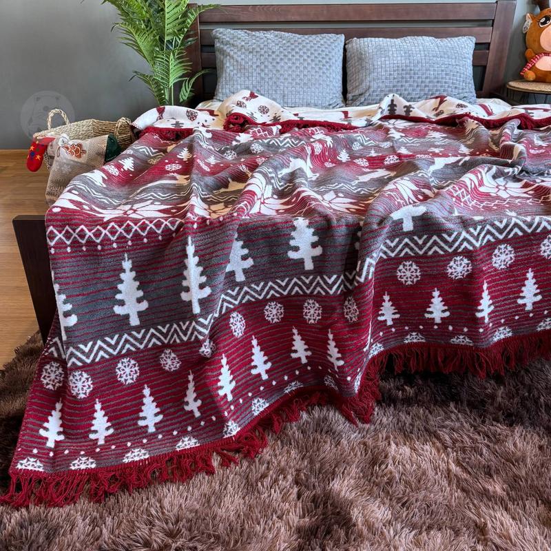 Плед новорічний бордові олені — ціна 1475 грн у каталозі Пледи Купити товари для дому та побуту