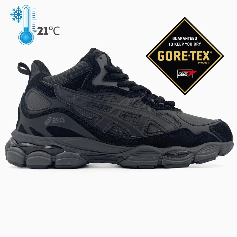 Зимние термо кроссовки asics gel nyc gore tex black мужские зимние ...