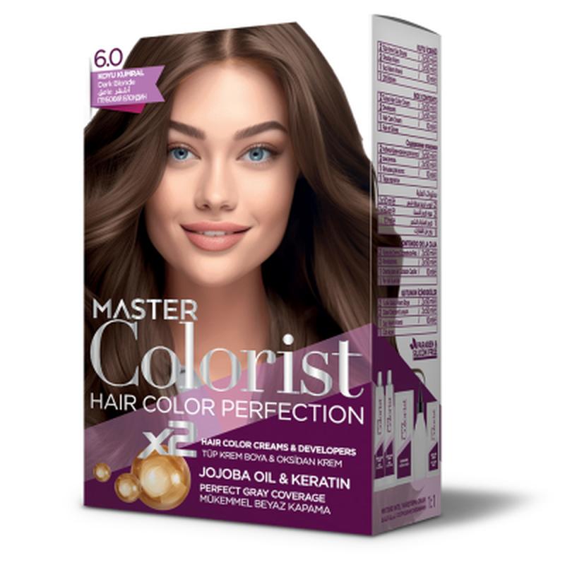 Фарба для волосся master colorist 6.0 темно-русий, 2x50 мл+2x50 мл+10 ...