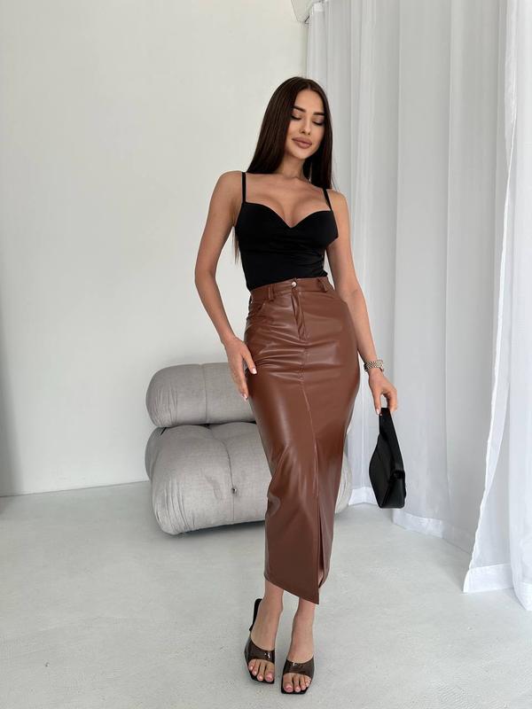 Шкіряна спідниця — ціна 540 грн у каталозі Міді спідниці Купити жіночі речі за доступною ціною