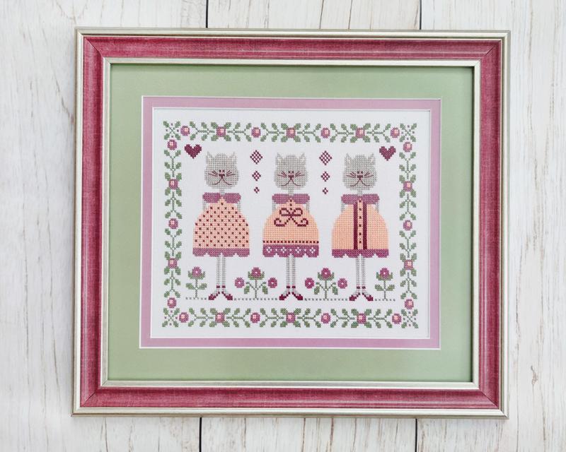 Картина вишита хрестом кішки модниці — ціна 1750 грн у каталозі Картини Купити товари для дому