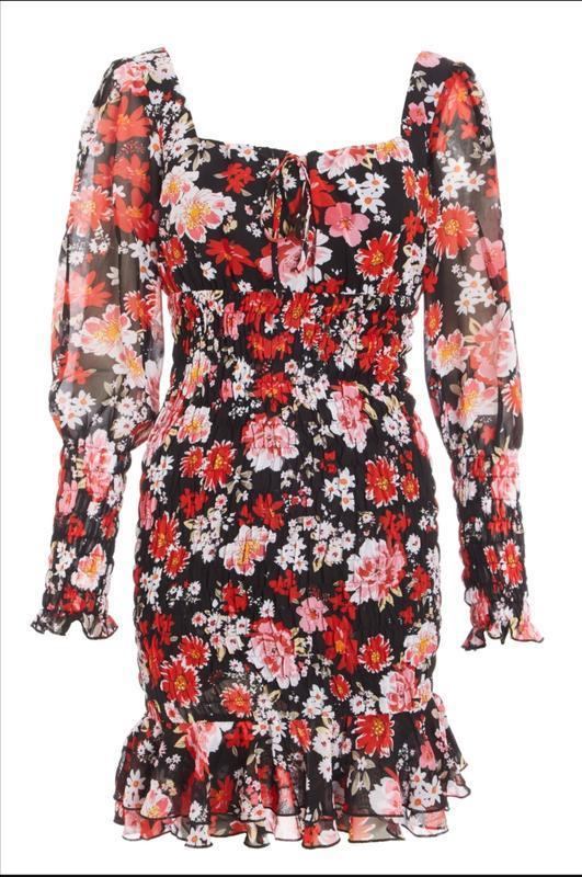 Quiz пліссе плаття з квітковим принтом вирізом і кльош на ризинці