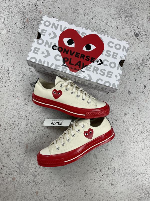 Comme Des Garcons Play X Converse Chuck 70 Low Beige Red жіночі кеди оригінал — ціна 3500 грн у