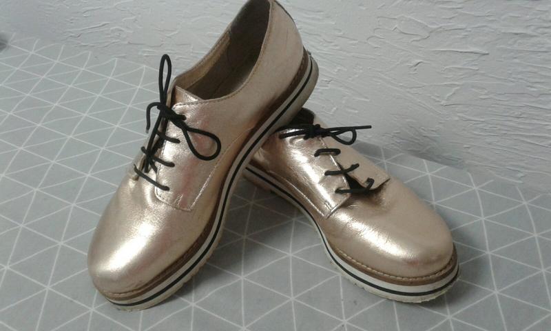 Оксфорды туфли женские кожаные золотистые — цена 300 грн в каталоге Лоферы Купить женские