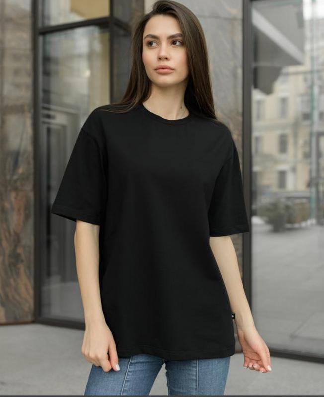 Черная футболка оверсайз, черная футболка oversize, женская футболка ...